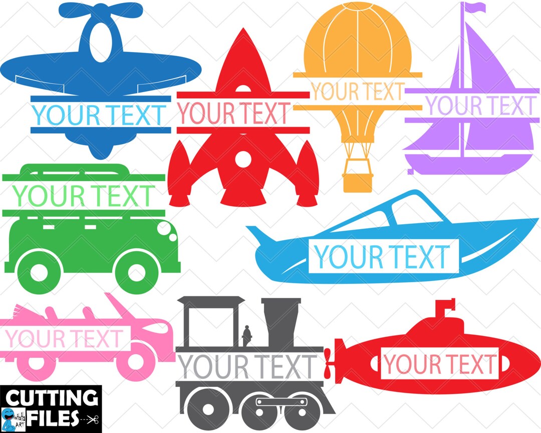 Transportation Split Monogram V1 Cutting Files Digital Files Svg Eps ...