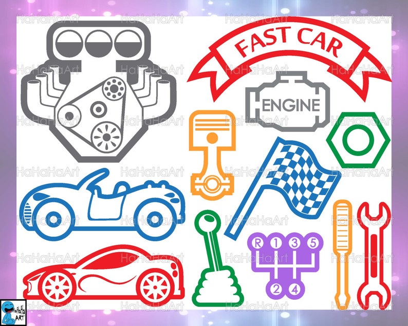 Cool Cars Monogram Color Cutting Files Svg Png Jpg Eps Dxf | Etsy