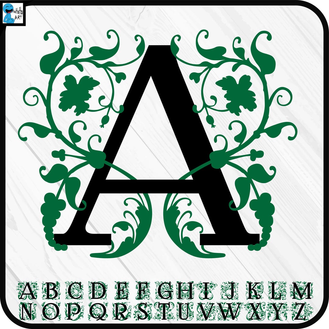 Regal Vine Alphabet - Clipart / Cutting Files Svg Png Jpg Dxf Eps ...