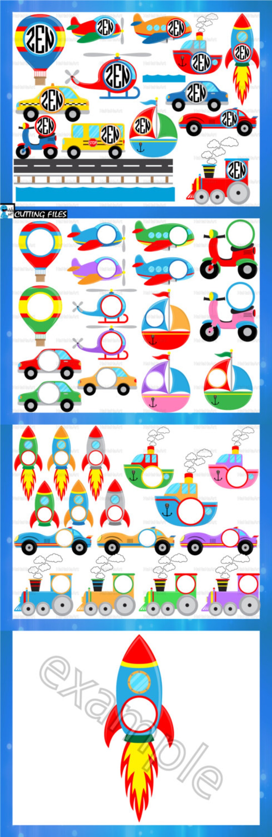 Fun Transportation Cutting Files Svg Png Jpg Eps Monogram Digital ...