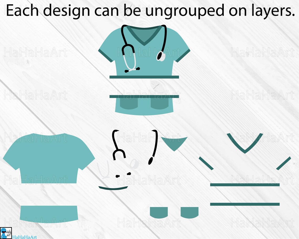 Split Nurse Doctor Scrubs - Clipart / Cutting Files Svg Png Jpg Eps ...