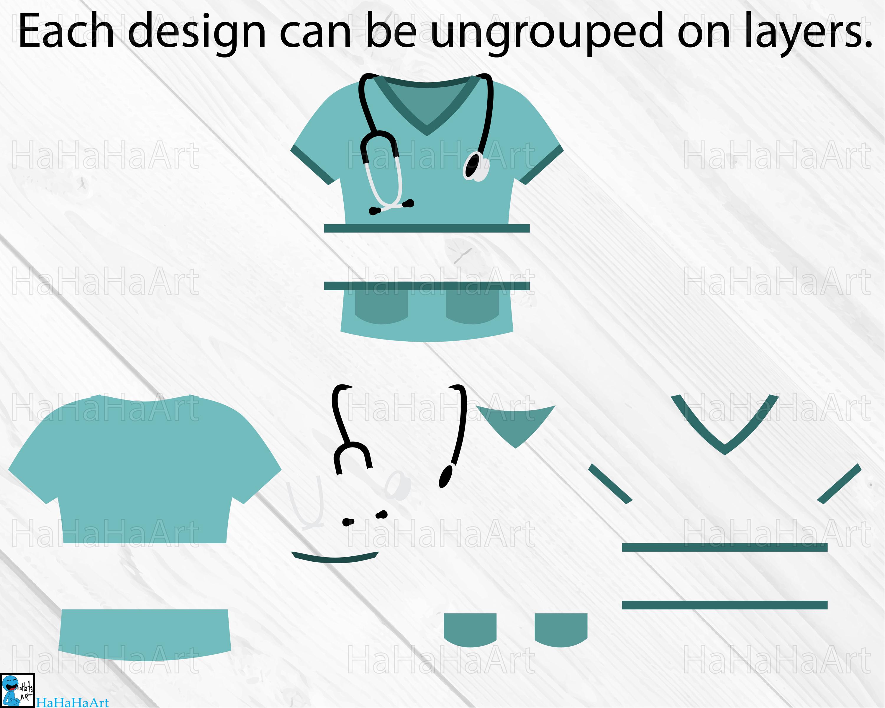 Split Nurse Doctor Scrubs - Clipart / Cutting Files Svg Png Jpg Eps ...