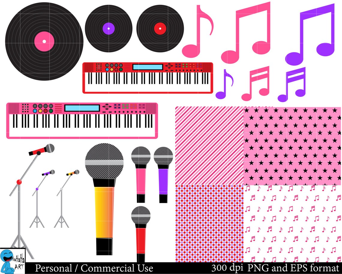 Girl Rock Star Set Clipart Digital Clip Art Graphics - Etsy