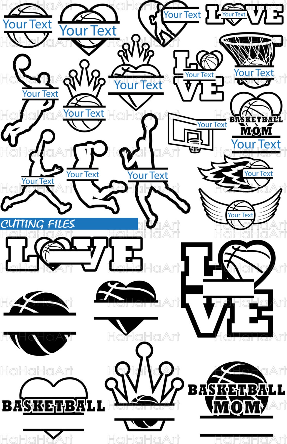 Basketball Monogram Split Outline Cutting Files Svg Png Jpg - Etsy