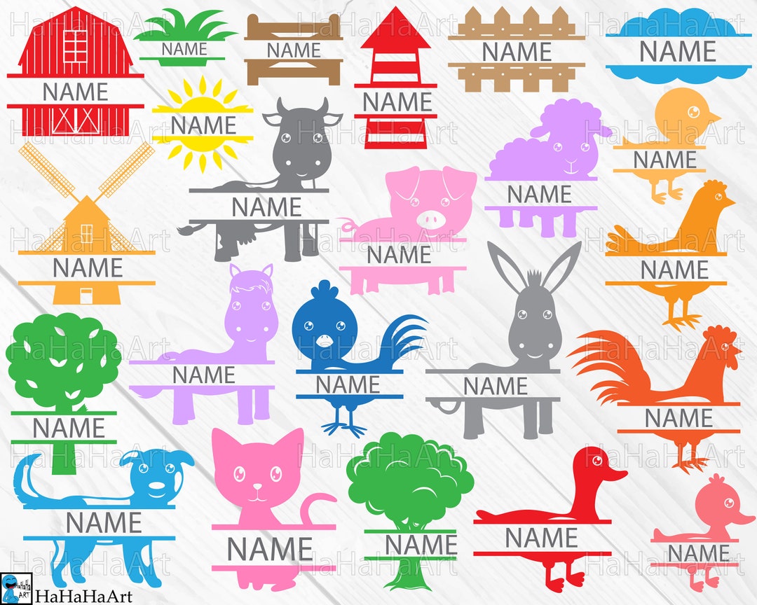 Split Farm Animals Monogram- Clipart / Cutting Files Svg Png Jpg Dxf ...