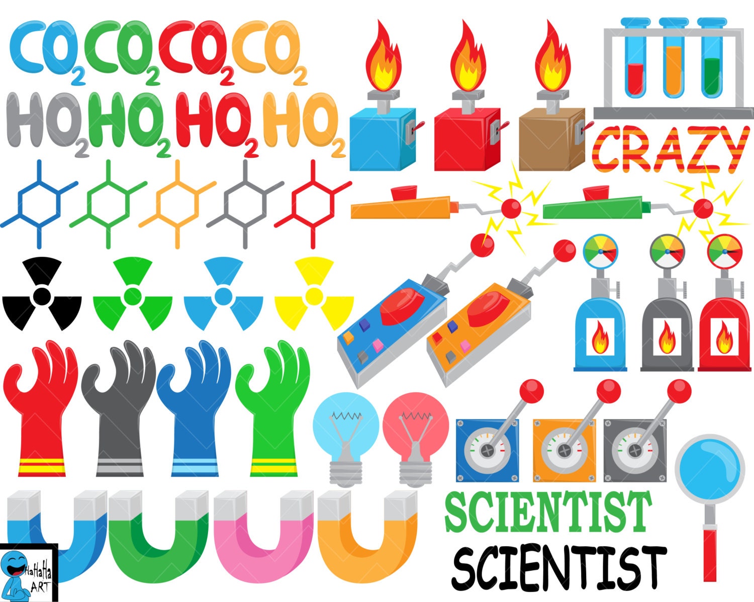 Crazy Scientist Digital Clipart Clip Art Graphics Personal - Etsy