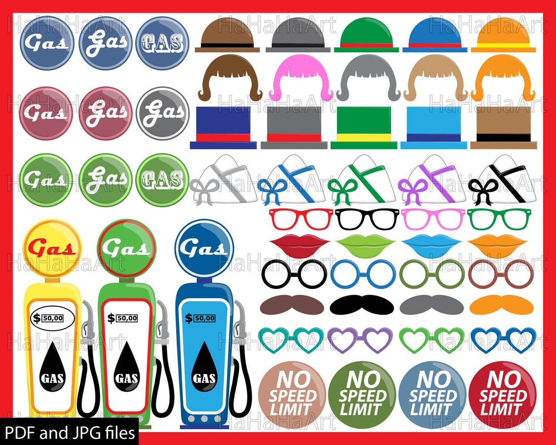 50s Race Car Props V2 ClipArt PDF JPG Digital Graphic Design | Etsy