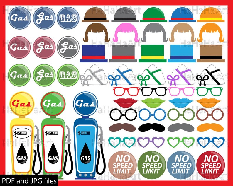 50s Race Car Props V2 ClipArt PDF JPG Digital Graphic Design | Etsy