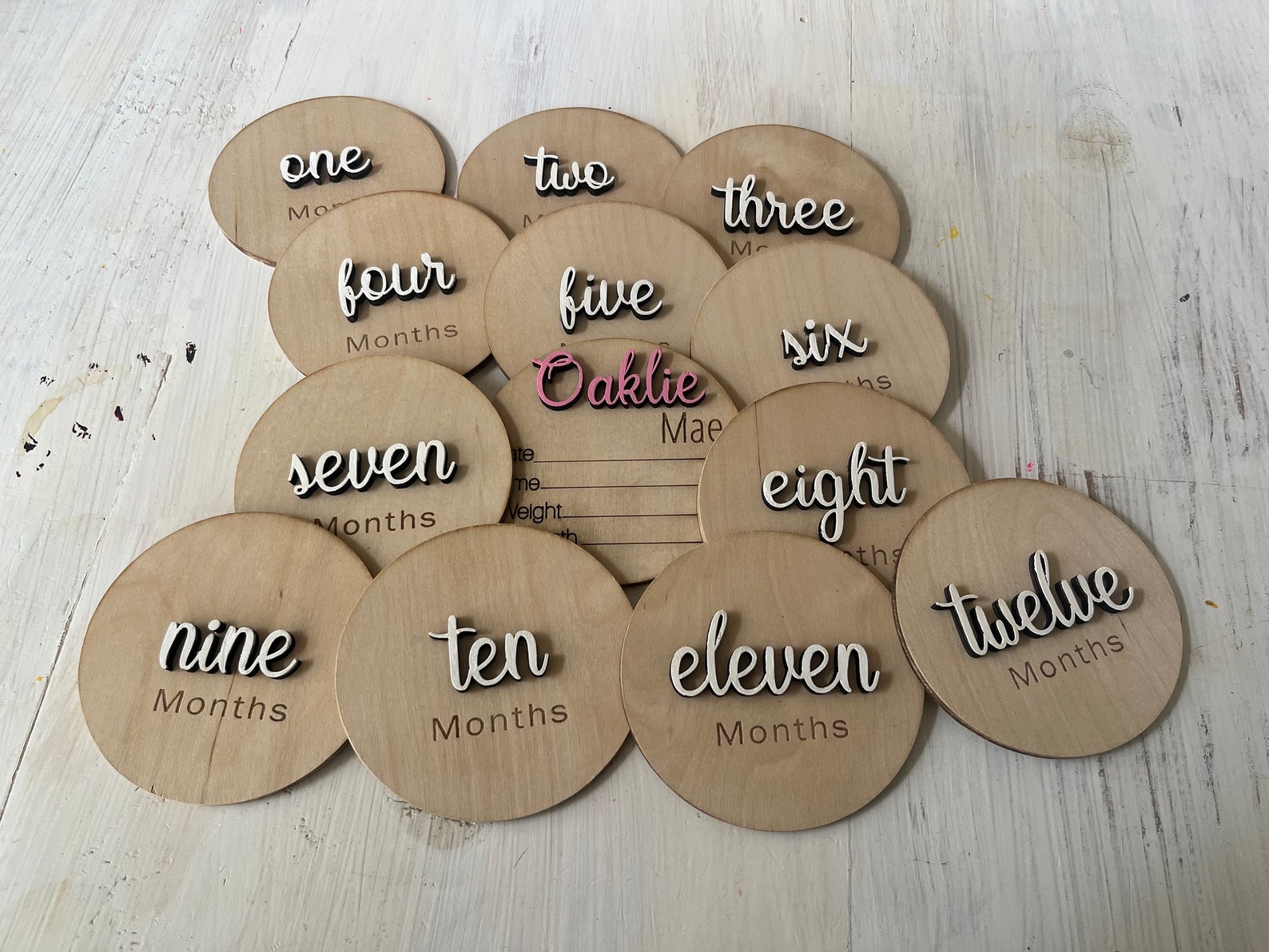 Baby Monthly Milestones,wooden Milestone Markers, Baby Monthly ...
