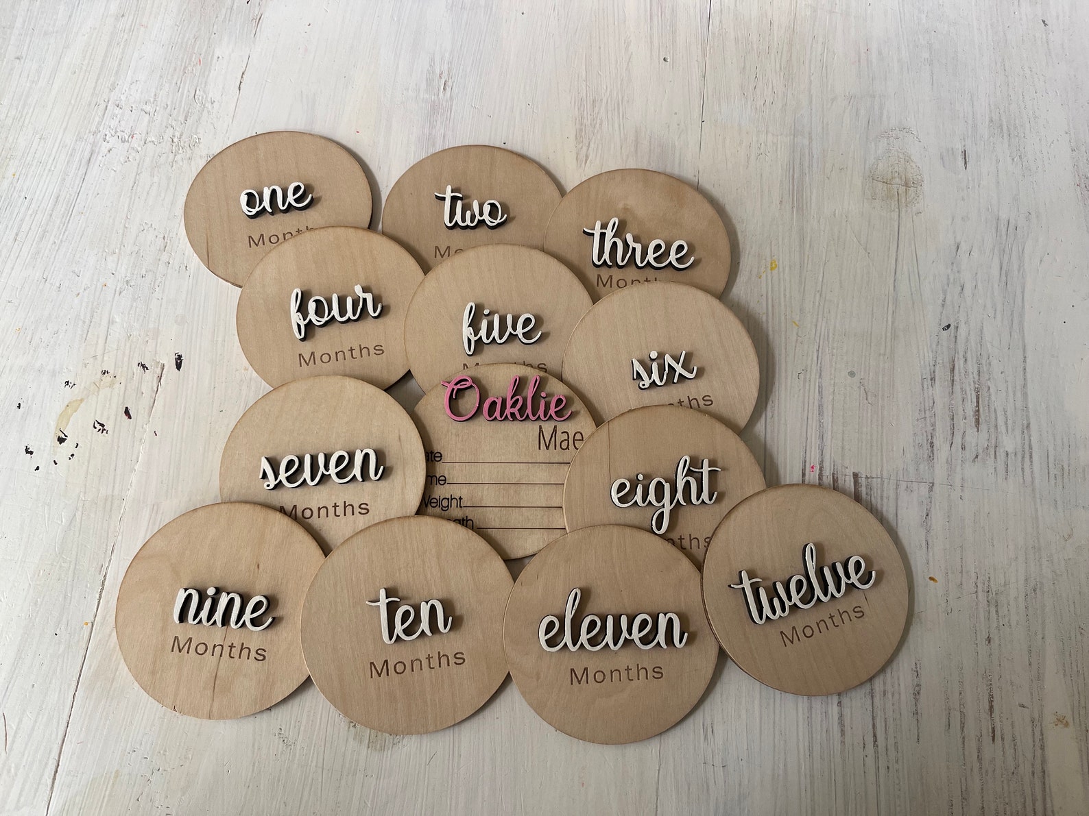Baby Monthly Milestones,wooden Milestone Markers, Baby Monthly ...