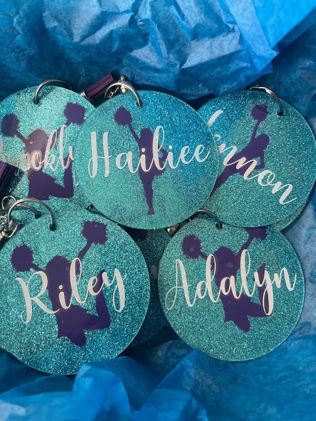 Persoanlized Glitter Cheerleading Keychain, Glitter Keychain, Glitter ...