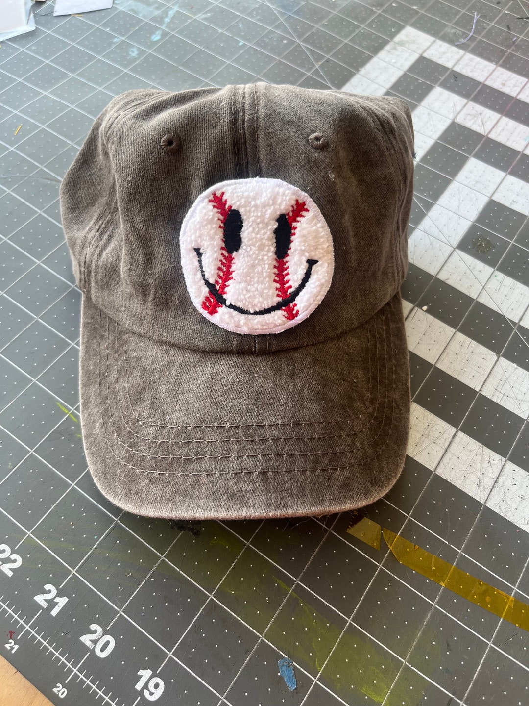 Fuzzy Baseball Heart Cap, Baseball Mom - Etsy