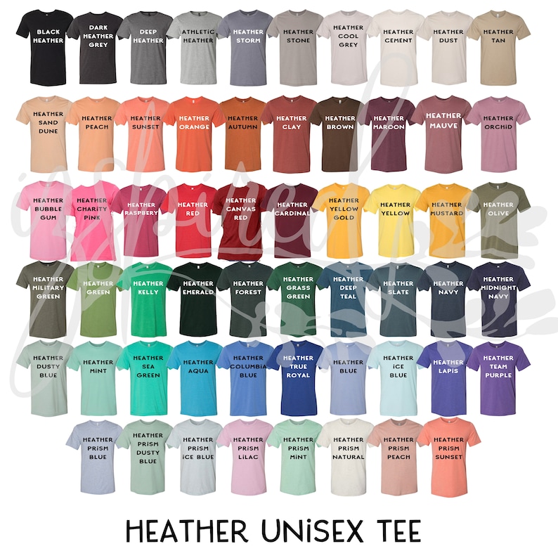 Bella Canvas 3001cvc Unisex Jersey Tee Color Chart Etsy