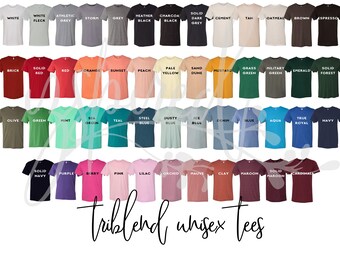 Bella Canvas Color Chart | Etsy