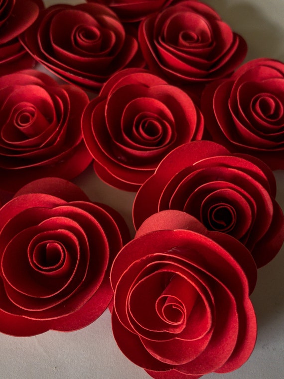 Handcrafted Cardstock Paper Roses - Set of 12 Perfect for DIY Crafts ...