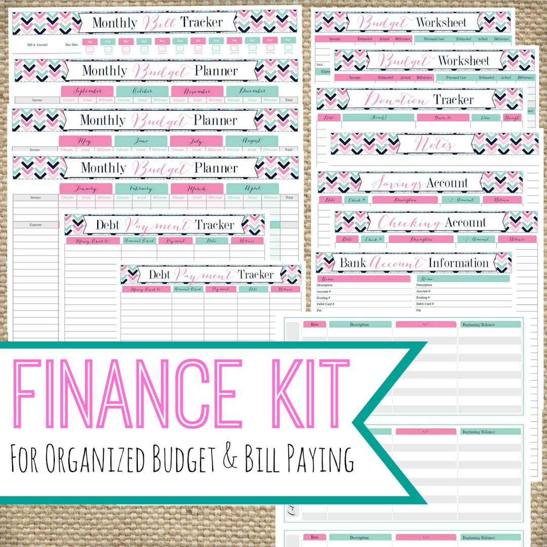 PRINTABLE FINANCE KIT, Instant Download Pdf, Bill Pay Organizing, Cash ...