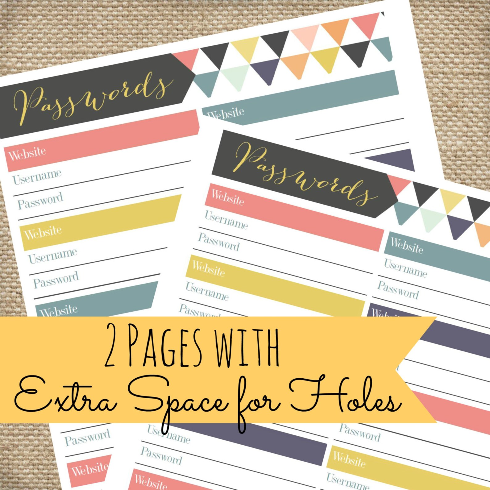 Printable Password Organizer PDF, Instant Download, Password Printable ...