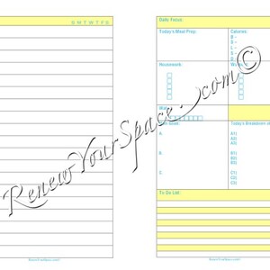 Printable Focus Sheet yellow With Blue Font Day on Two Pages Half ...