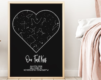 Our First Kiss Map - Etsy