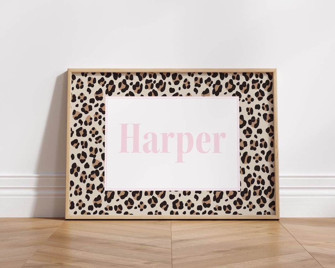 Leopard Print Name Sign: Custom Girl Nursery Wall Art (digital Print ...