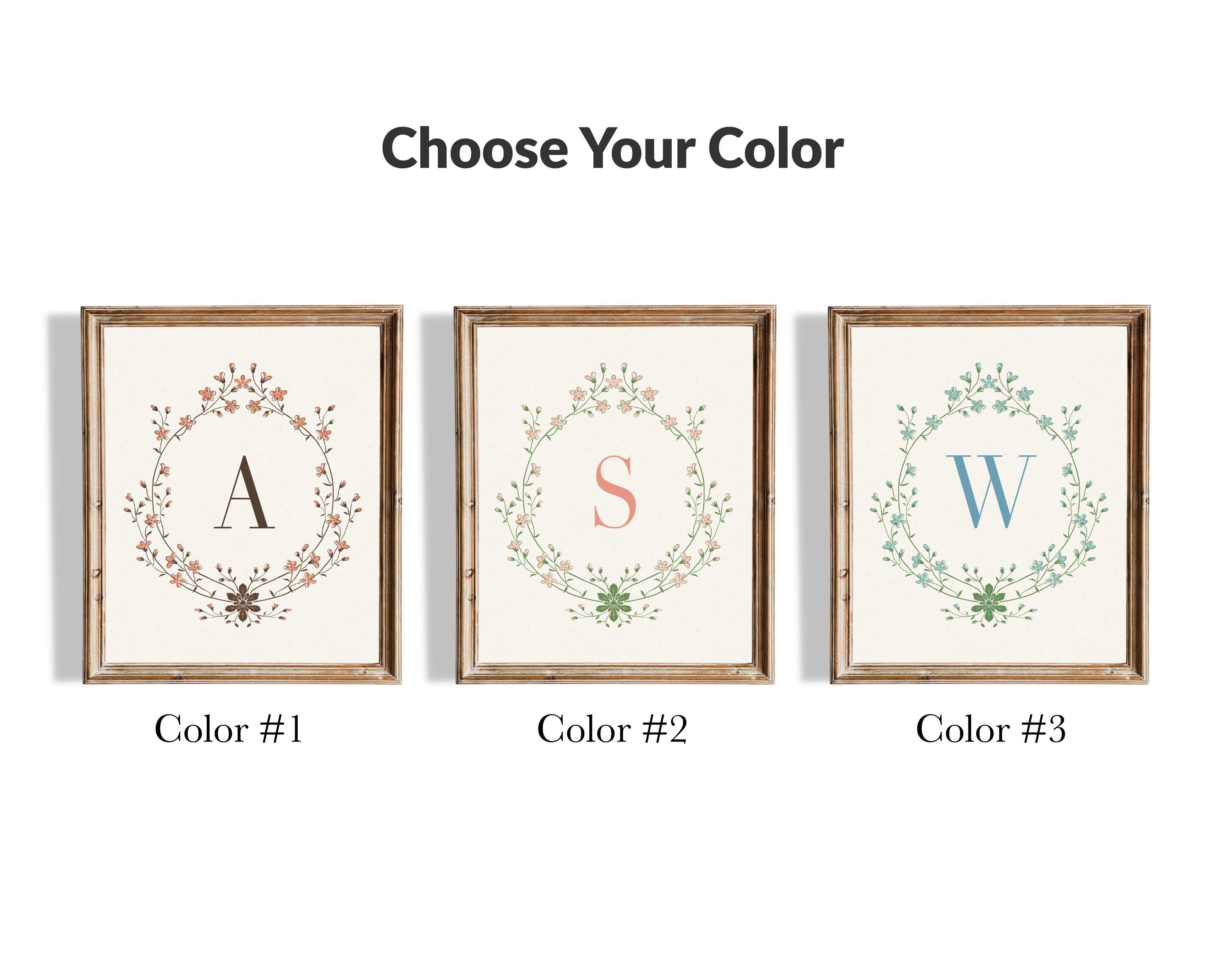 Custom Floral Initial Print: Vintage Nursery Decor (digital Download ...