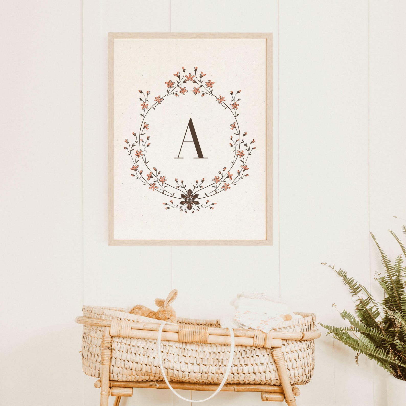 Custom Floral Initial Print: Vintage Nursery Decor (digital Download ...
