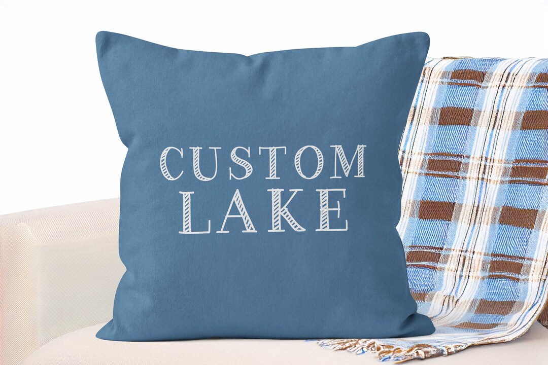 54 Colors Custom Lake Name Pillow Cover, Personalized Lake House Decor ...