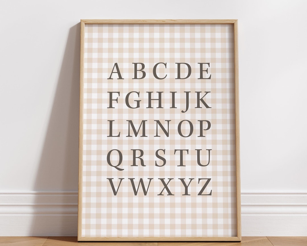Gingham Alphabet Print: Vintage ABC Chart for Nursery Decor (digital ...