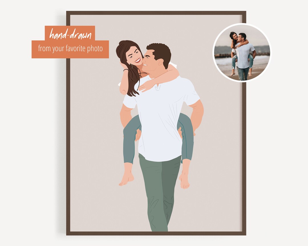 Custom Faceless Couple Portrait From Photo, Personalized Anniversary ...