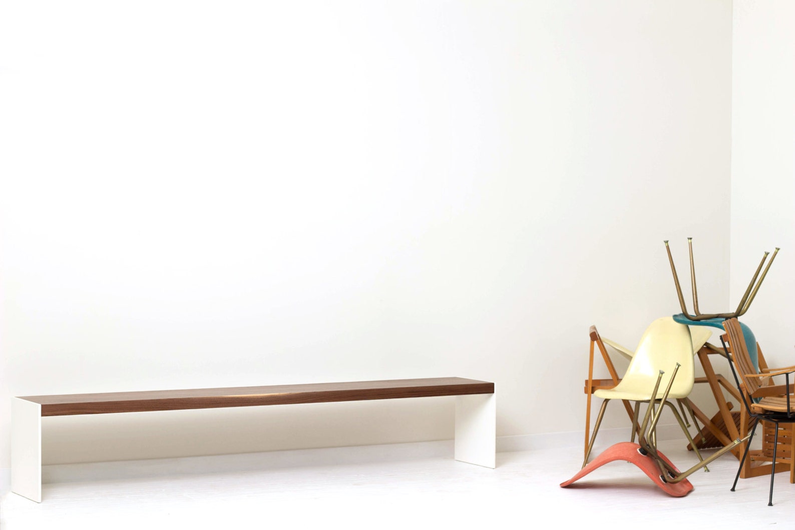 Minimalist Bench Modern Solid Wood and Metal Bench - Etsy