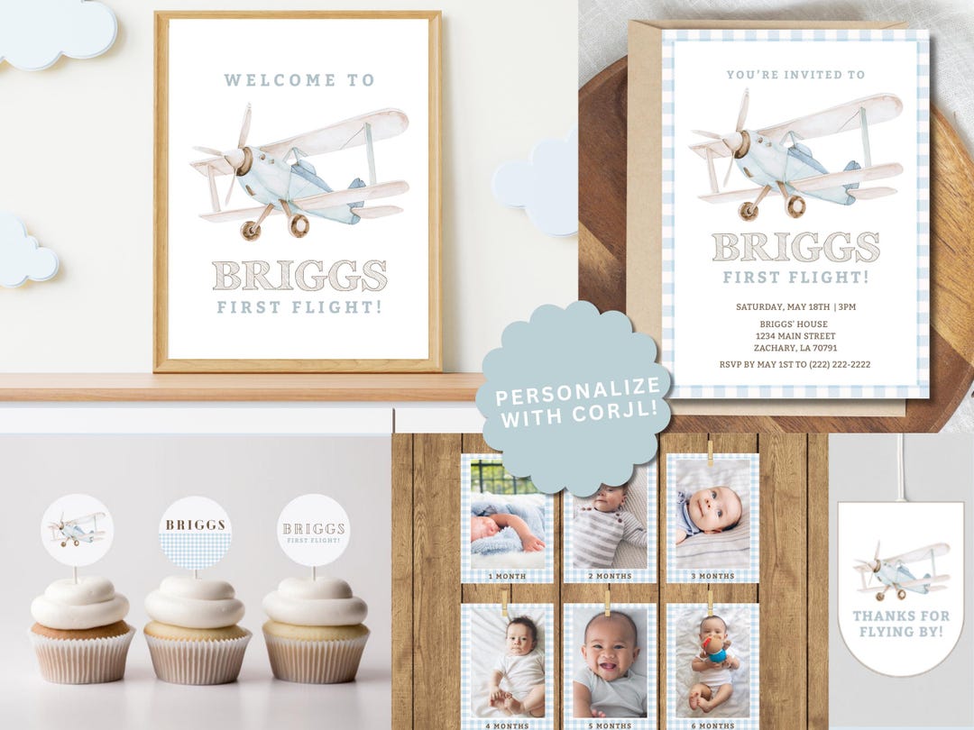 First Flight Airplane Digital Download Party Decorations,party ...