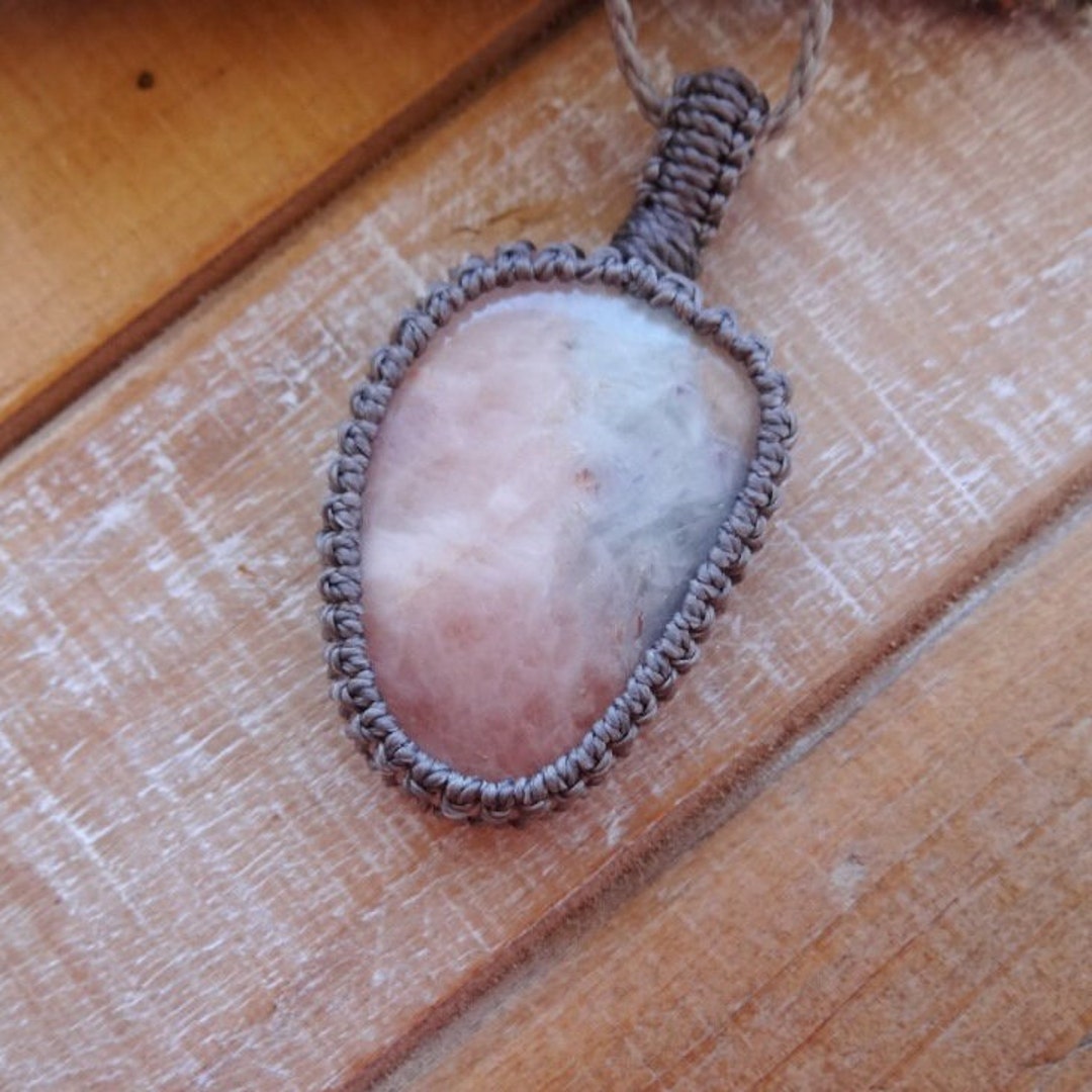 Pink Morganite Macrame Necklace, Healing Gemstone Pendants, Heart ...