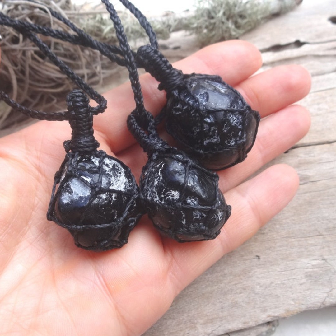 Apache Tears Obsidian Necklace, Dragon Glass Pendant, Volcanic Rock ...