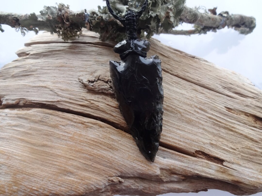 Large Arrowhead Black Obsidian Necklace /protection Dragon Glass ...