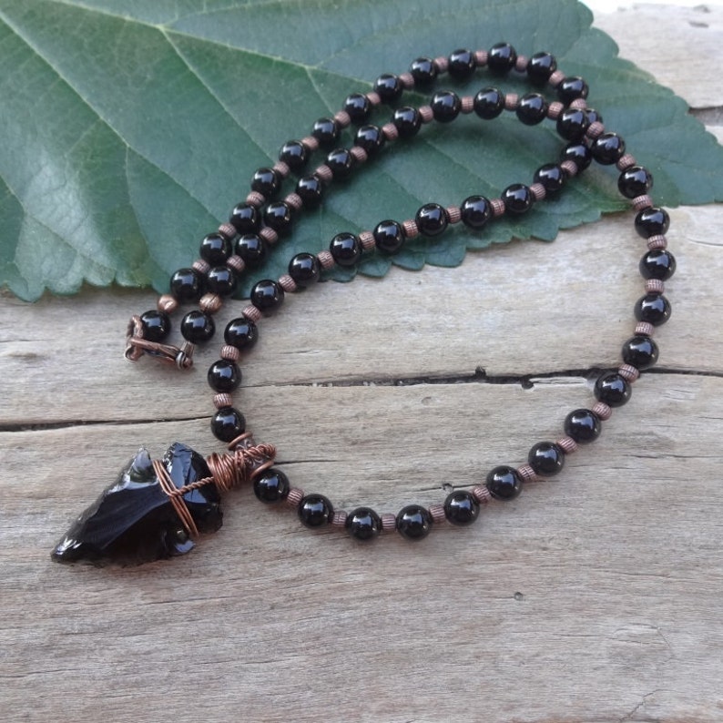 Black Tourmaline and Arrowhead Obsidian / Protection Necklace - Etsy
