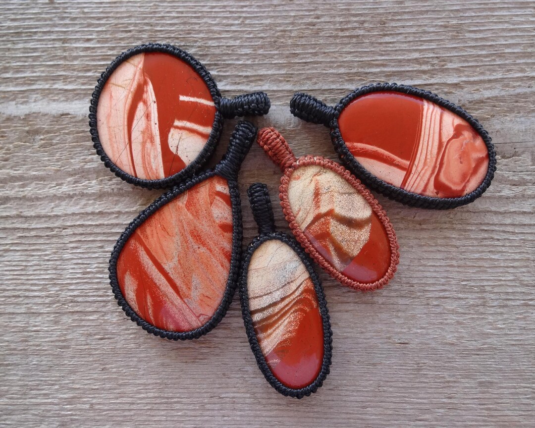 Red Snakeskin Jasper Round Stone Pendant, Australian Stones, Gemstone ...