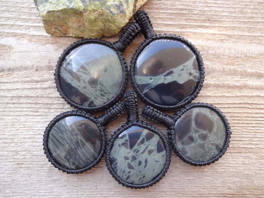 Spider Web Obsidian Round Stone Necklace, Root Chakra Jewelry, Round ...