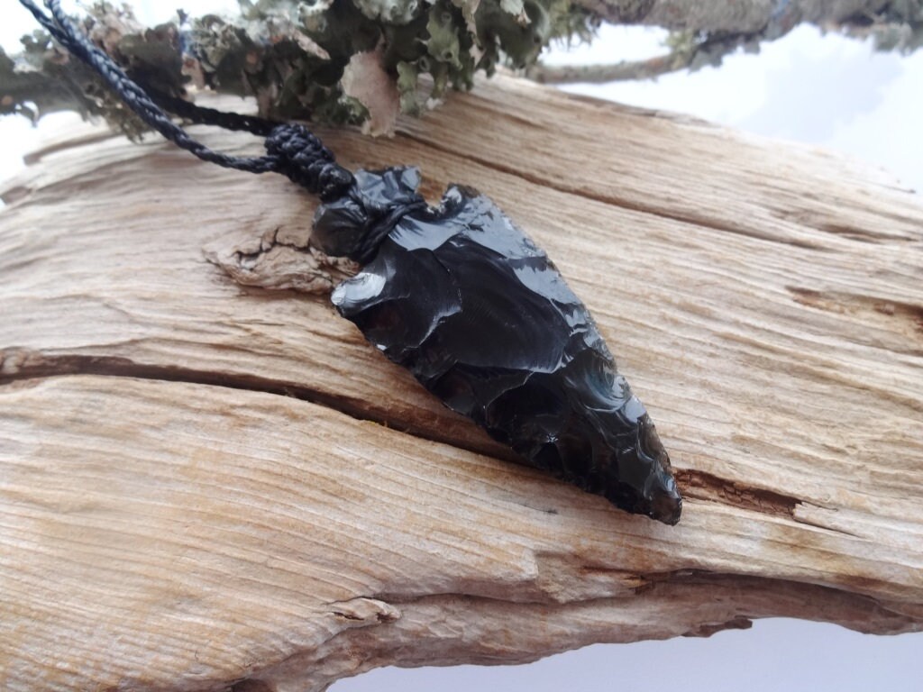 Large Arrowhead Black Obsidian Necklace /protection Dragon Glass ...