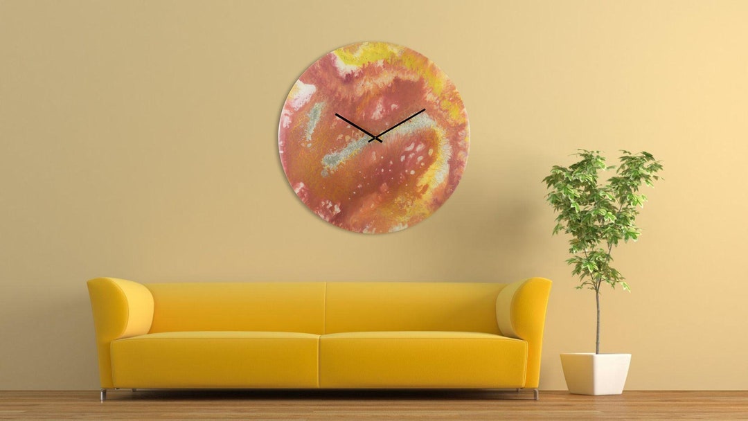 34" Extra Large Clock for Wall With Modern Lighting, Big Round Wall Art ...