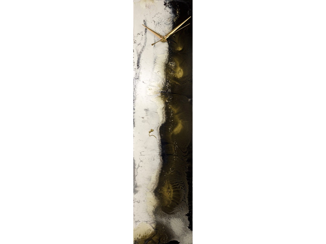 Black and White Modern Clock for Wall or Desk, Abstract Glass Wall ...