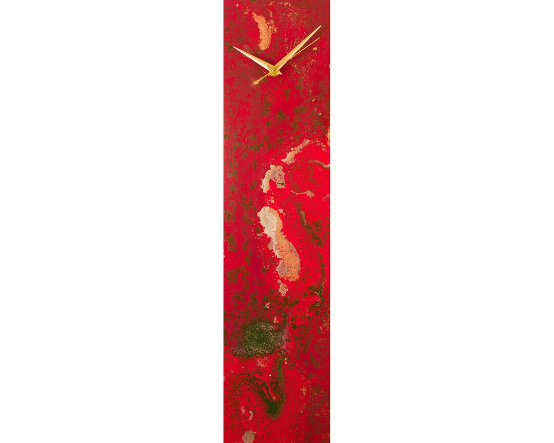 Red and Gold Modern Wall Clock or Desk Clock With Lighting - Etsy UK