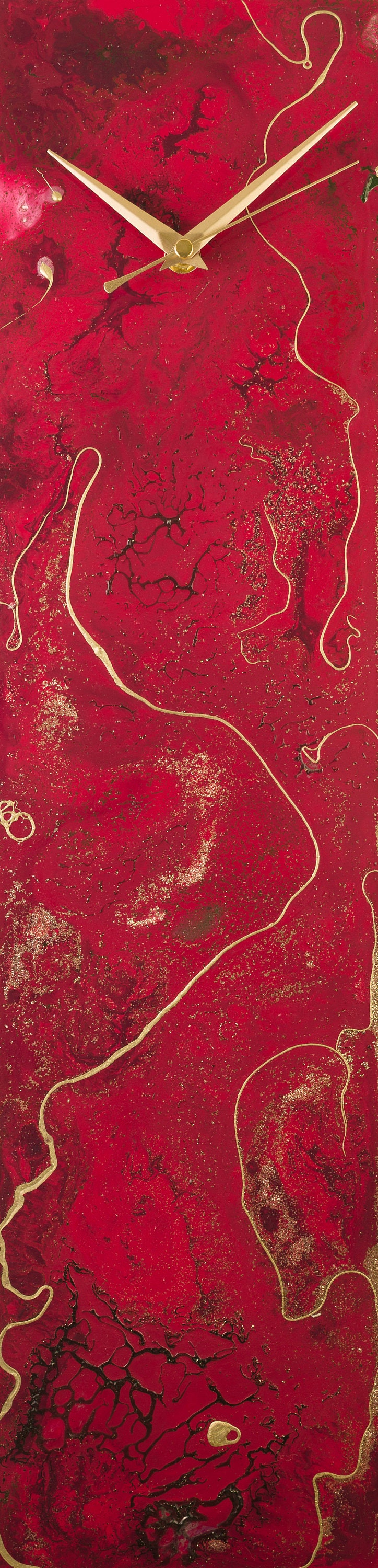 Red and Gold Kitchen Clock for Wall Modern Glass Wall Art Red - Etsy UK