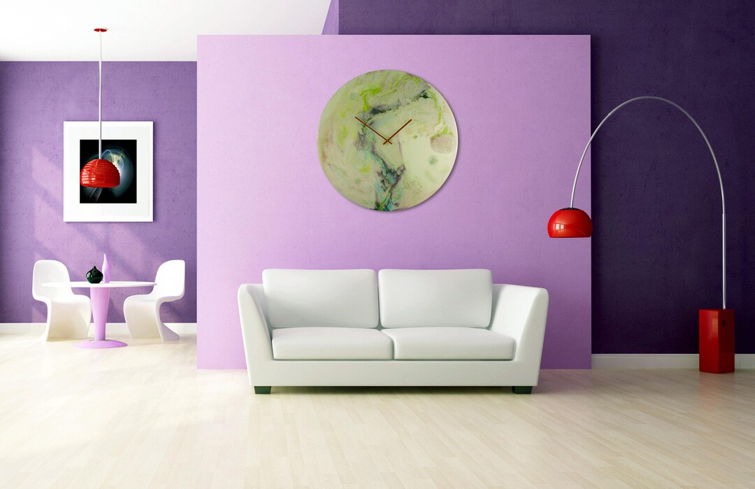 35 Inch Large Wall Clock With Modern Lighting, Circular Wall Art Clock ...