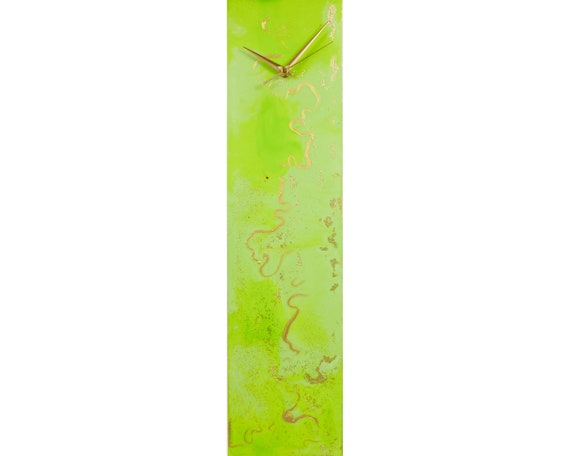 Gold and Green Modern Wall Clock Glass Art Unusual Wall Clock - Etsy UK