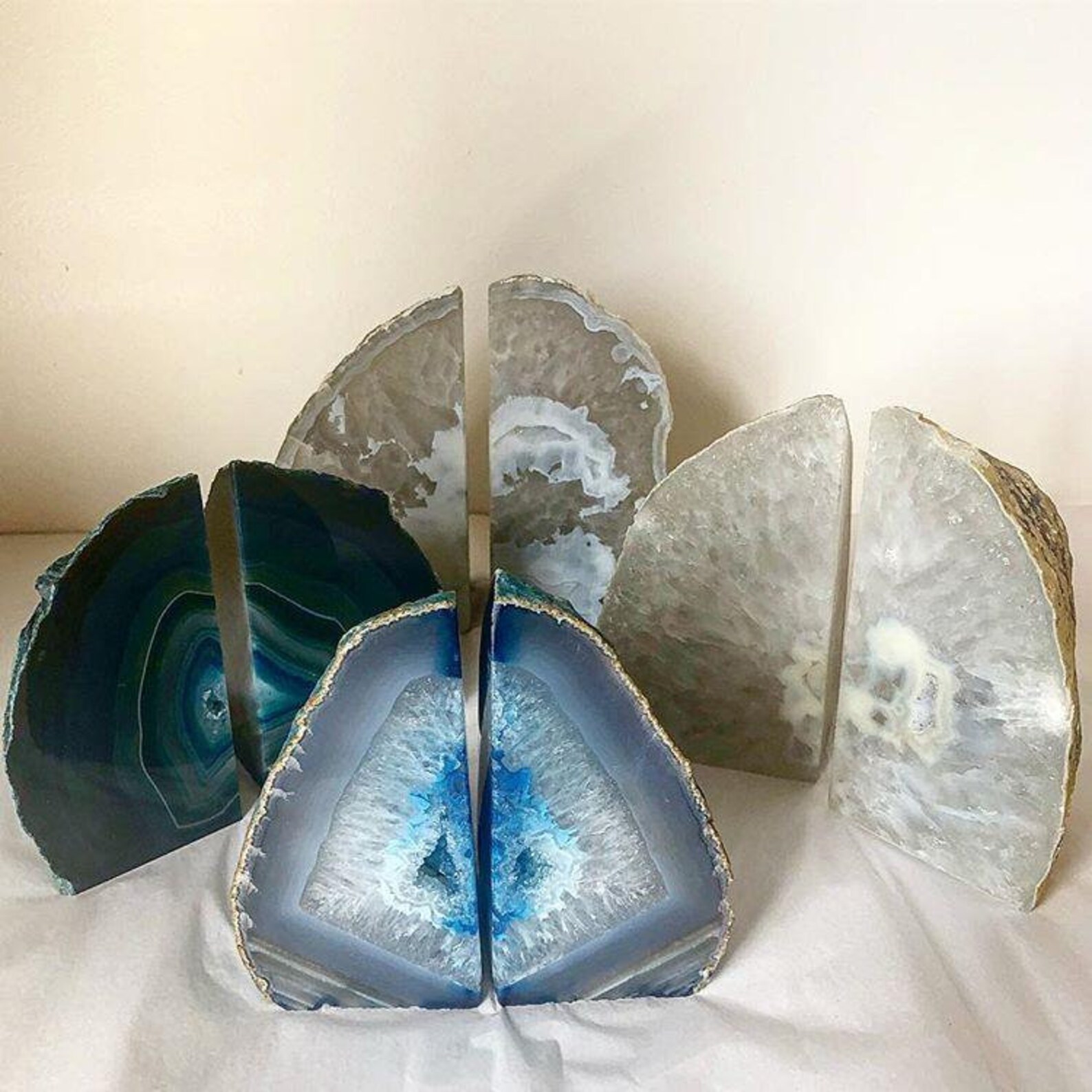 Quartz Crystal Agate Geode Bookends Pair - Etsy