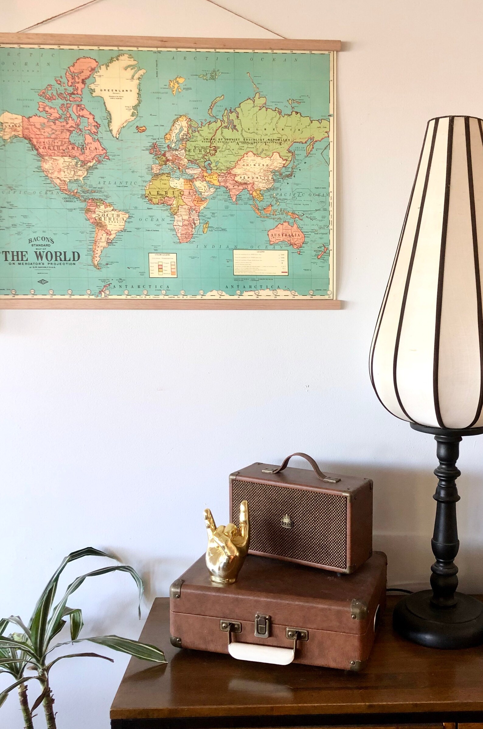 Vintage World Map Chart Poster Print Hanging Chart / Pull Down | Etsy