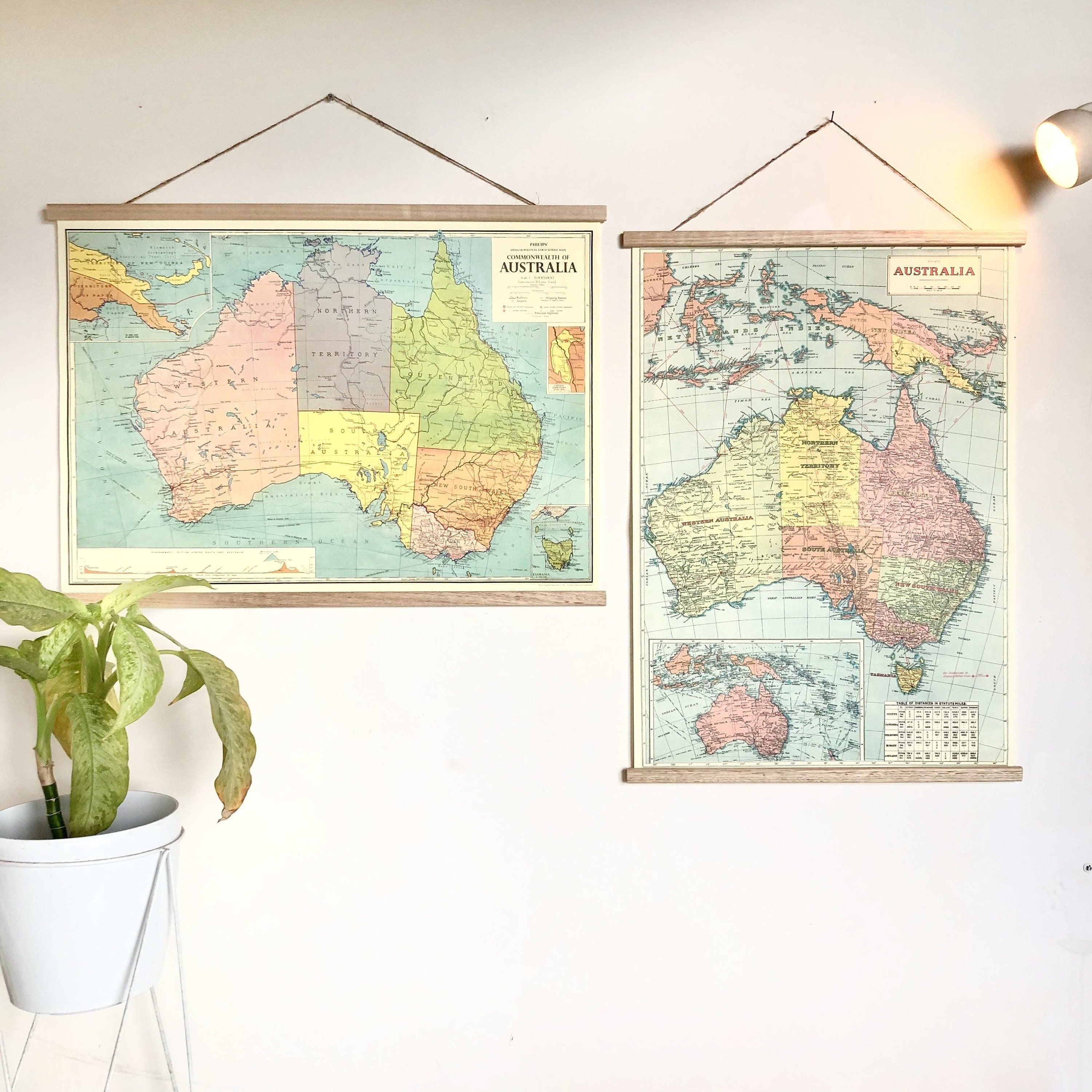 Vintage Australia Map Chart Poster Print With Optional Wooden - Etsy ...