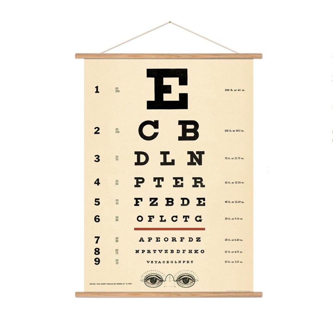 Eye Chart / Vintage Optometrist Chart Poster Print & Optional Hanger ...