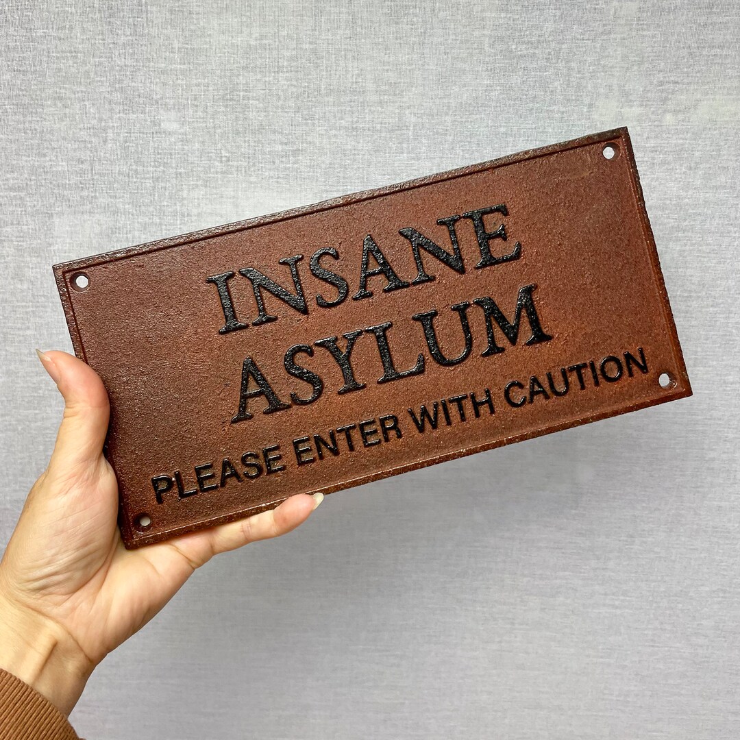Vintage Insane Asylum Rusted Cast Iron Hanging Wall Sign - Door Sign - Etsy