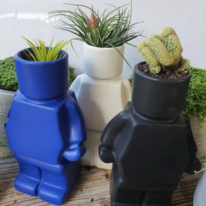 Block Man Planter Pot / Brick Man Vase, Quirky Vase, Fun Unique Planter ...